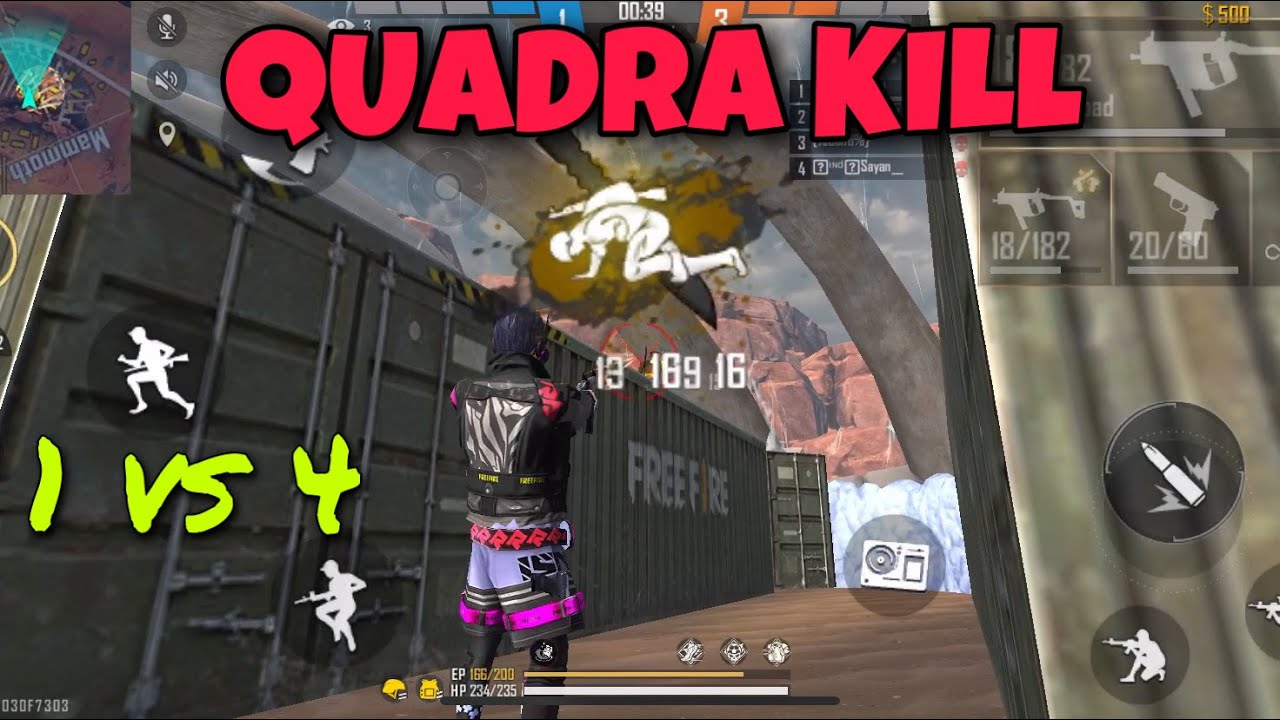 FREE FIRE CLASH SQUAD RANKED QUADRA KILL | DIAMOND FF - YouTube