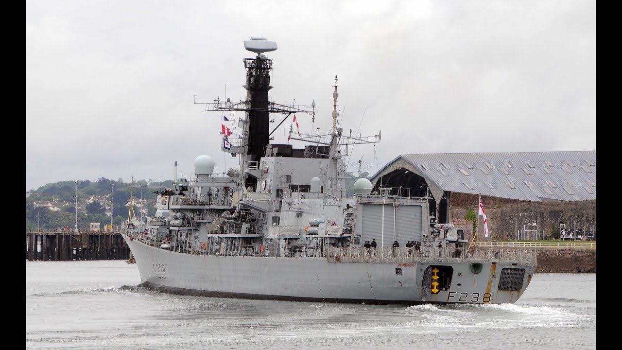 HMS NORTHUMBERLAND F238 ENTERS DEVONPORT NAVAL BASE AT ROYAL WILLIAM ...