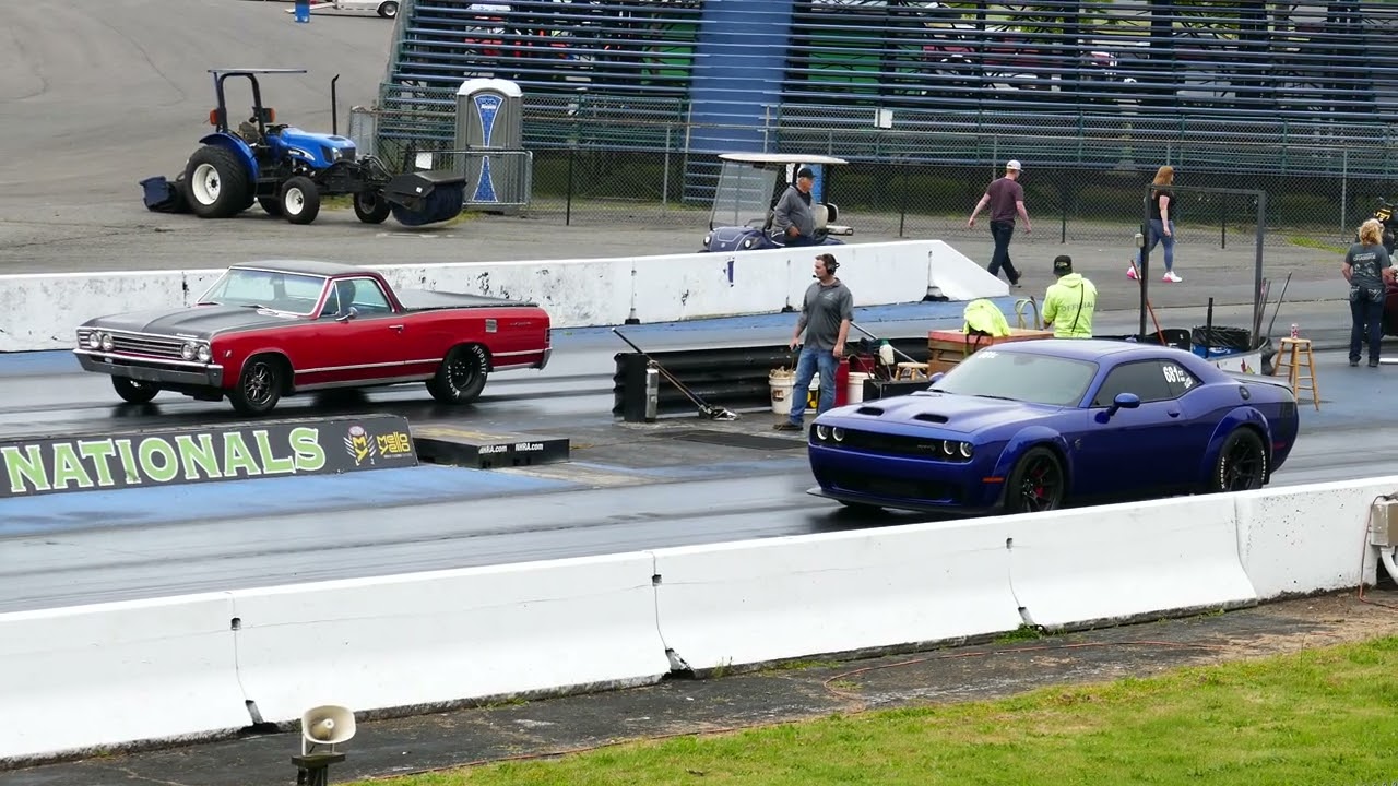 1960's Chevrolet El Camino Coupe Pickup Truck Drag Race Vs. New Dodge ...