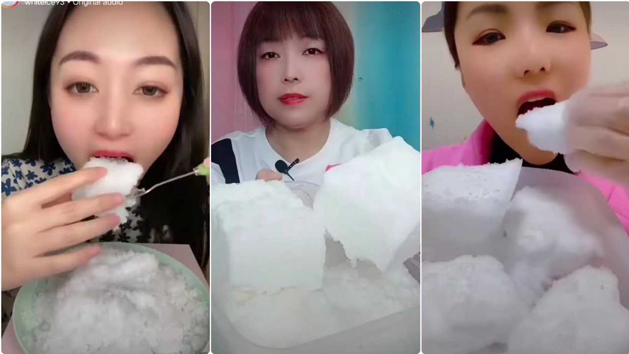 WHITE ICE EATING ASMR 💙 ICE EATING ASMR 💙 Snow-white ASMR 💙 - YouTube