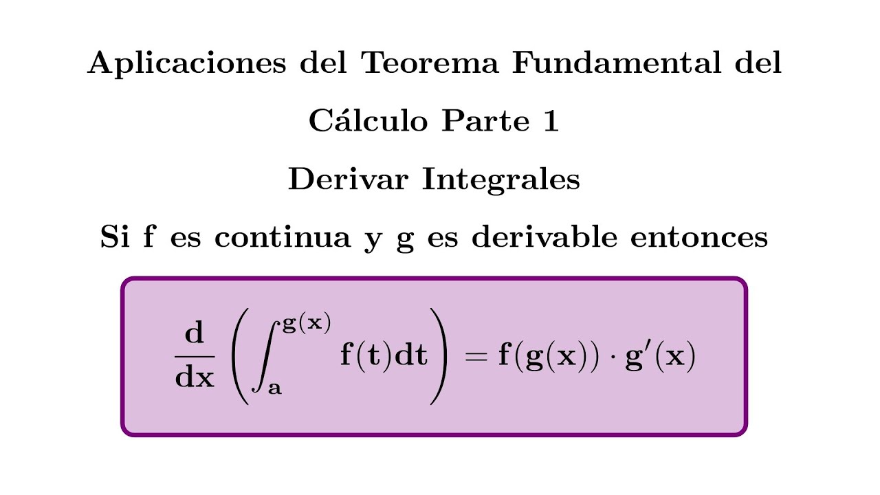 ¿cómo Derivar Integrales Usos Del Teorema Fundamental Del Cálculo