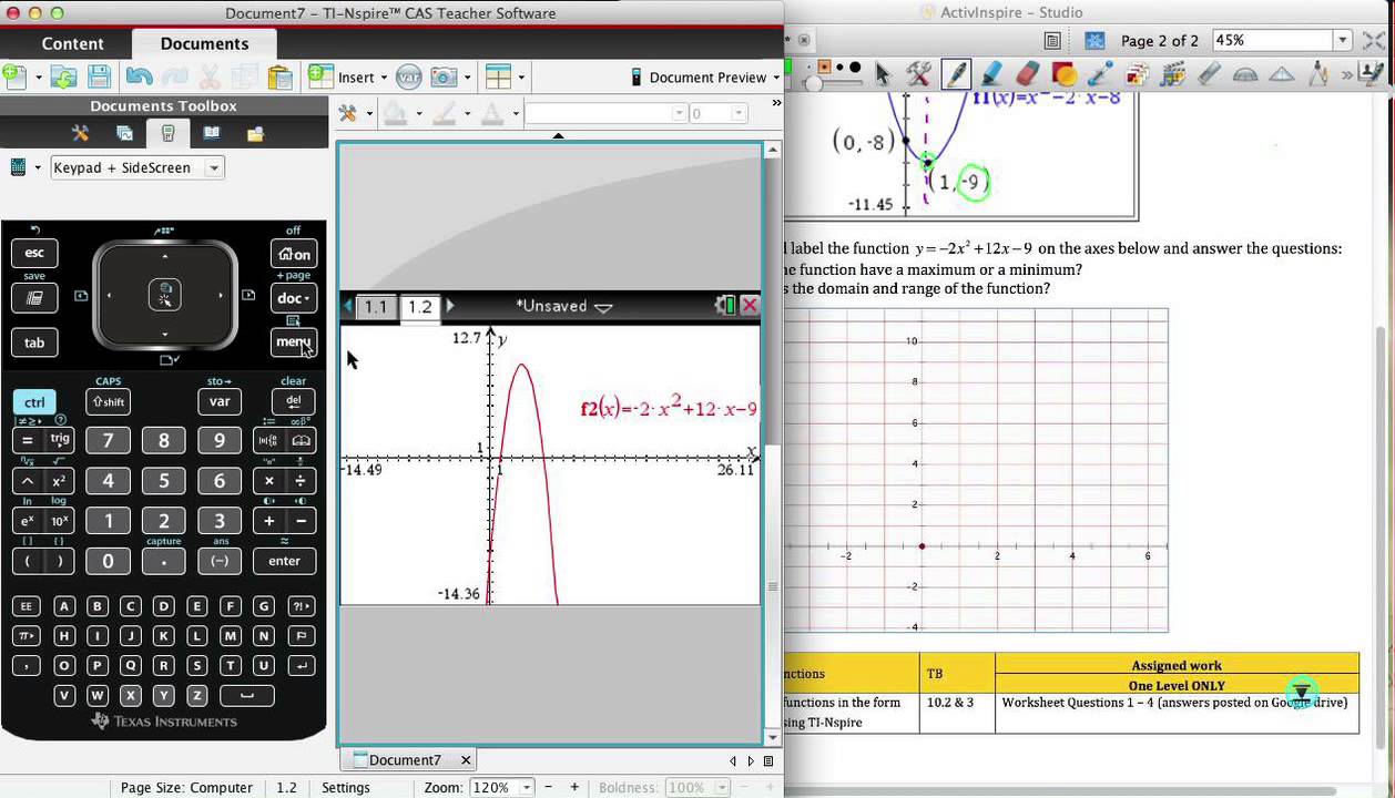 Graphing Parabolas - TI-Nspire - part 2 - YouTube