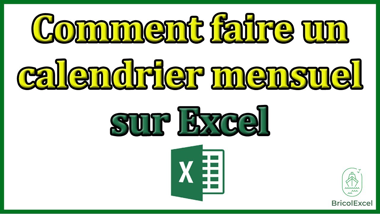 Comment faire un calendrier mensuel sur Excel - YouTube