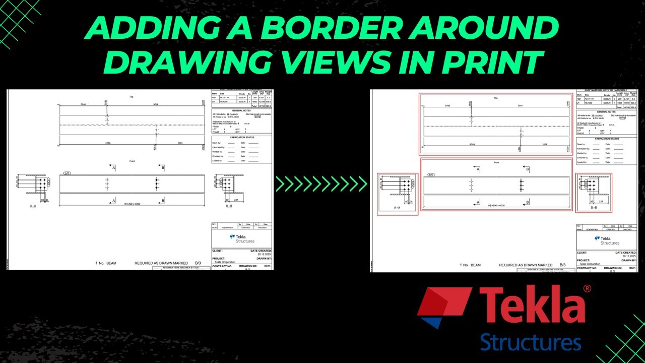 Adding a border(frame) around drawing views in print in Tekla ...