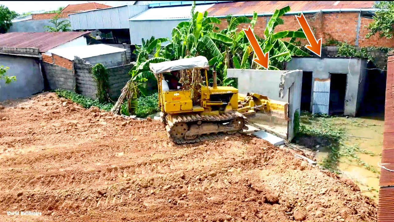 Starting New Project & Complete100% KOMATSU Dozer Push Old Building ...