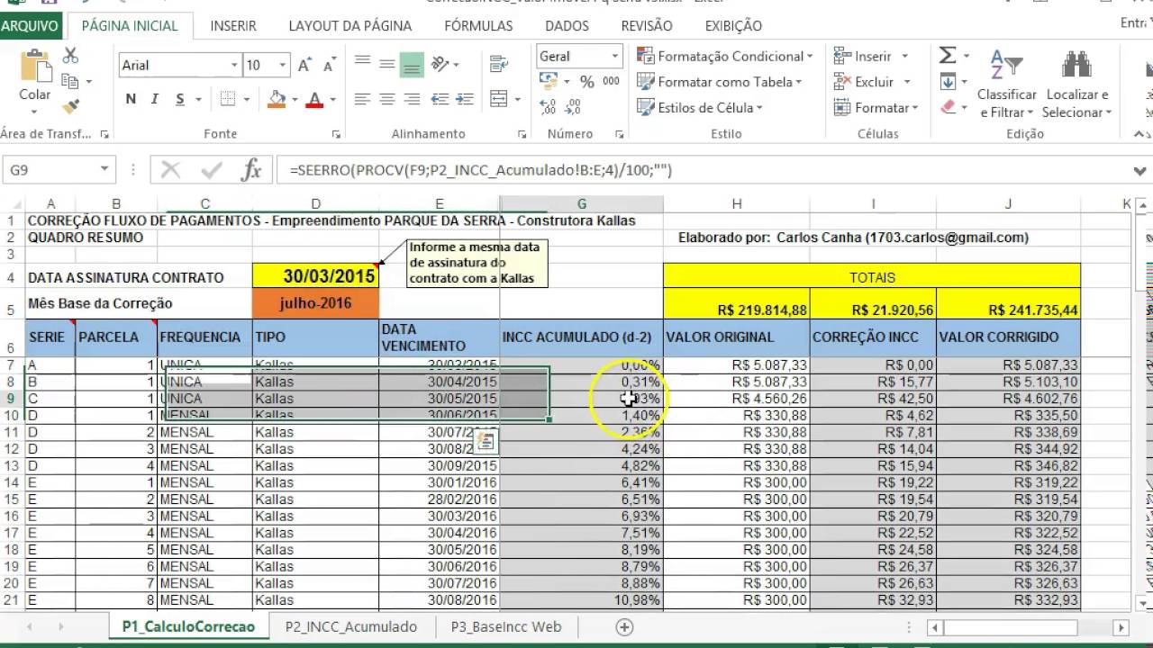Planilha Correcao INCC - YouTube