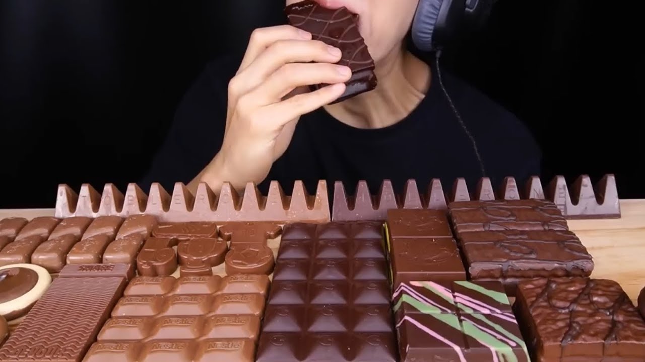 Jimmy ASMR Dubai chocolate cake candy biscuit bars Mukbang bites only ...