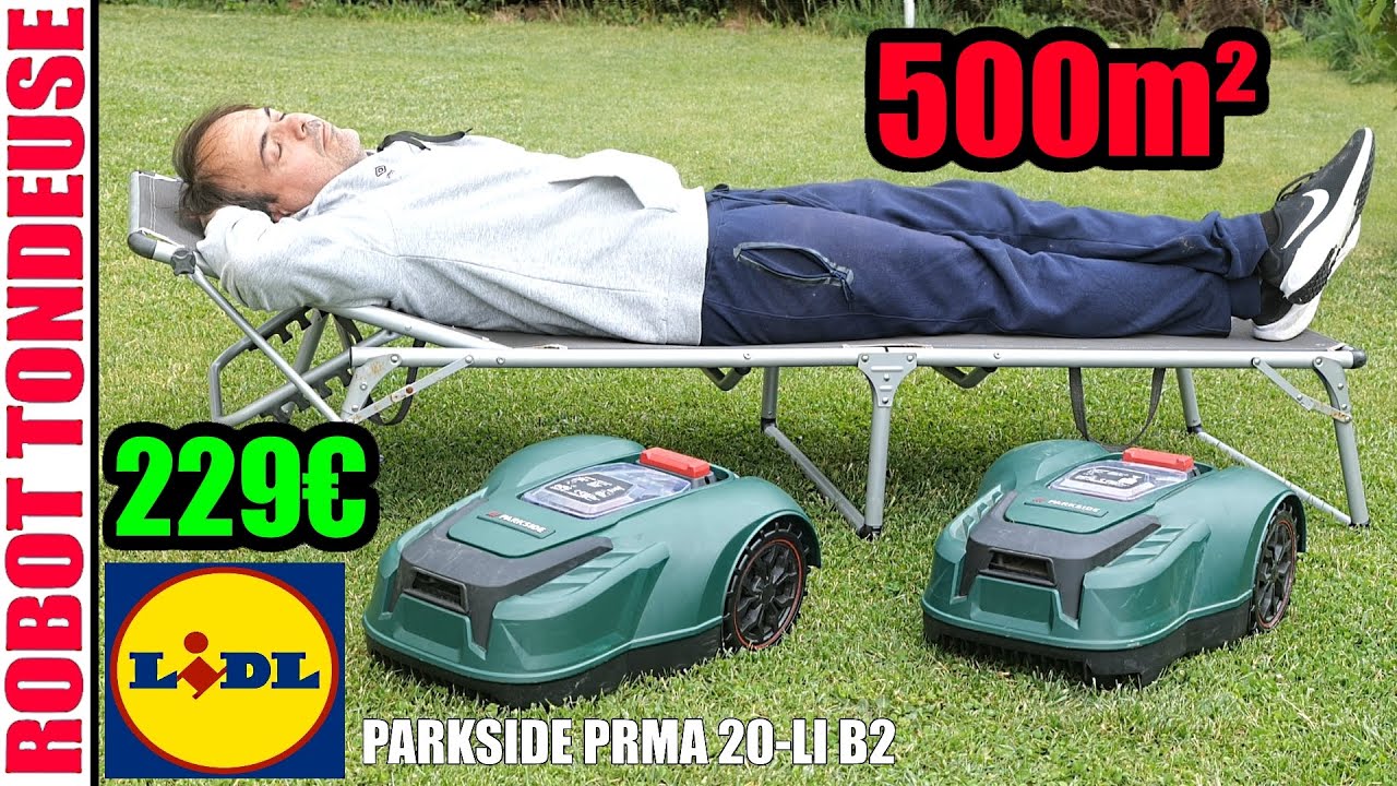 LIDL robot tondeuse PARKSIDE 20V PMRA 20-Li B2 2ah 18cm 500m² avec fil ...