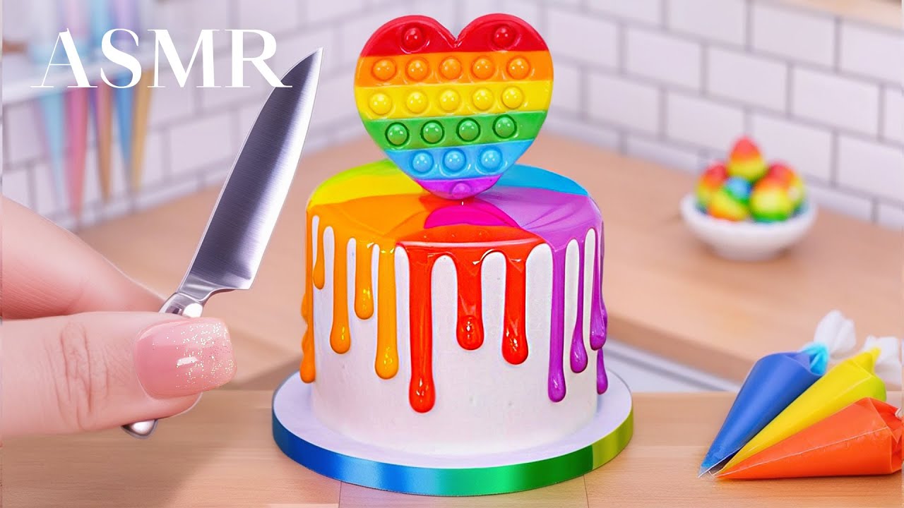 Best Miniature Cake Decorating 😍 RAINBOW POP IT CAKE - YouTube