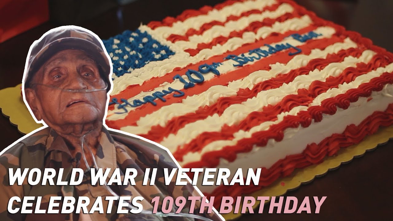 109-year-old World War II veteran celebrates birthday - YouTube