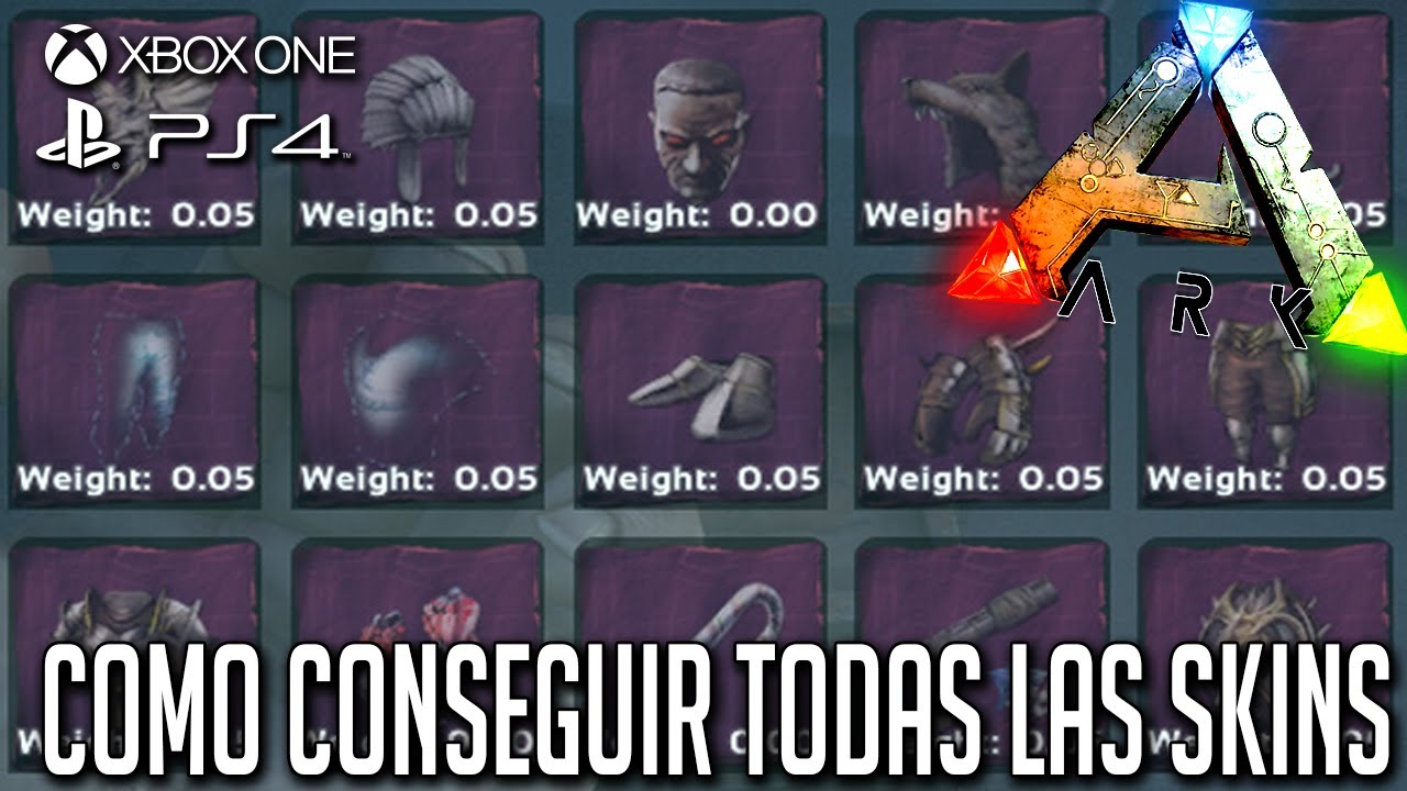 ARK PS4 CONSEGUIR TODAS LAS SKINS SIN COMANDOS TUTORIAL !!BIEN ...