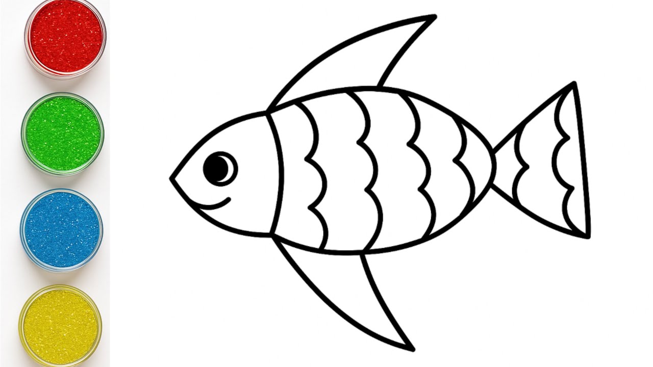 How to Draw A Beautiful Fish 🐟 | Easy Fish Drawing and Coloring Step-by ...