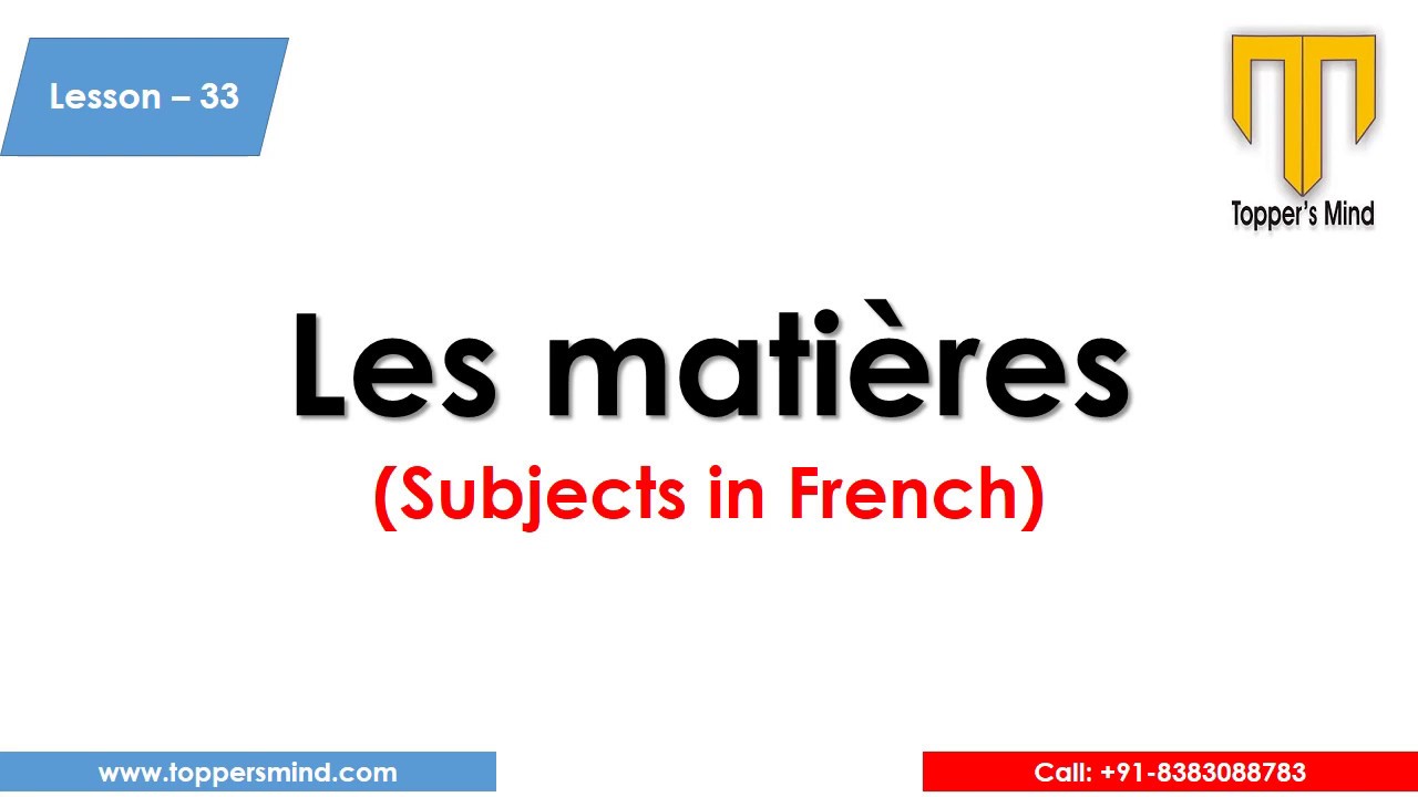 Subjects name in French | Les matières - YouTube