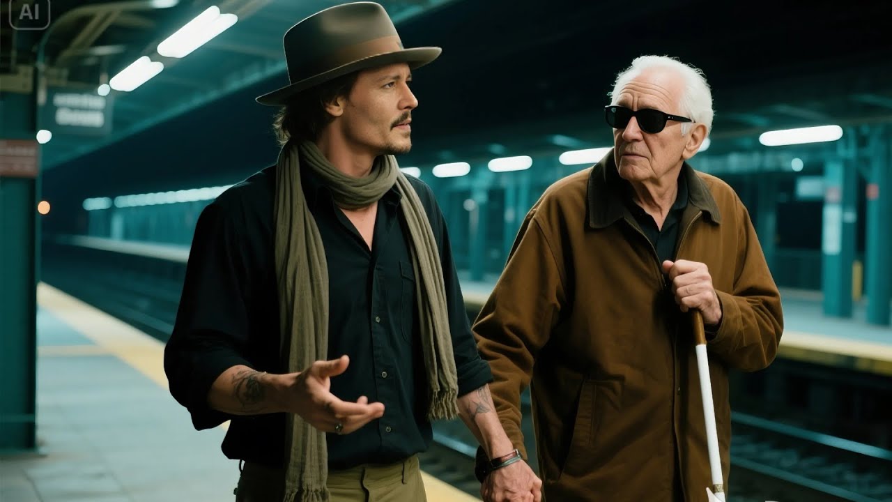 (FULL) Johnny Depp helps a blind man lost at the train station # ...