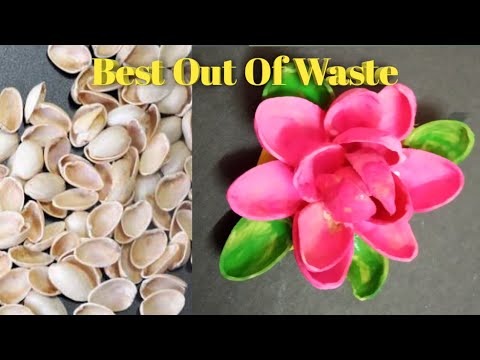 Reuse Waste Pista Shell | Best Out of Waste | Lotus From Pista Shell ...