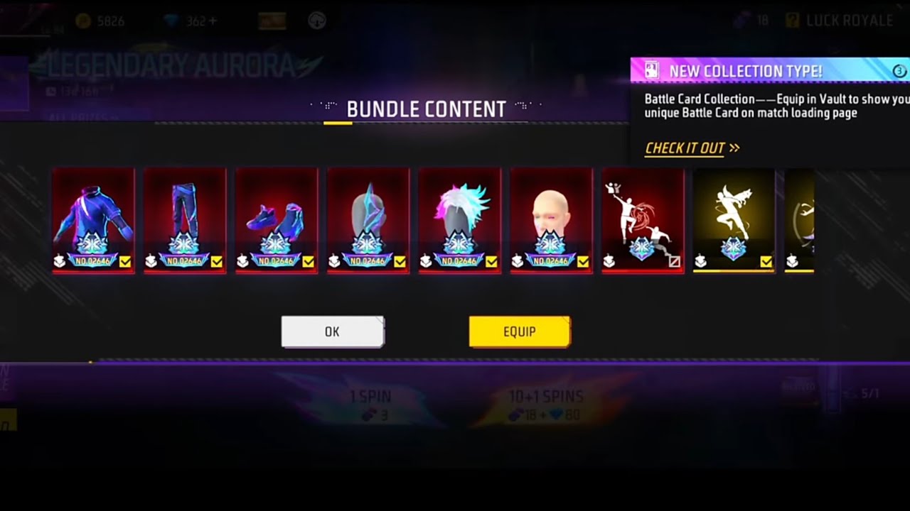 NEW LEGENDARY AURORA BUNDLE FREE FIRE | ONE SPIN TRICK FREE FIRE | FF NEW EVENT TODAY - YouTube