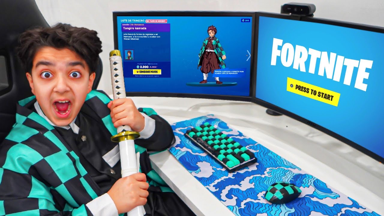 Kids Plays Fortnite With DEMON SLAYER GAMING SETUP... (TANJIRO!) - YouTube