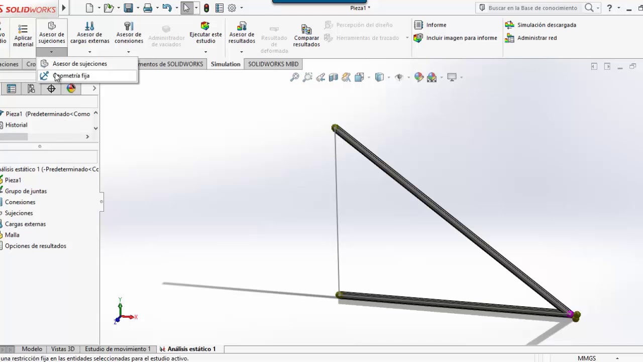 Solidworks fuerzas en estructuras estáticas - YouTube