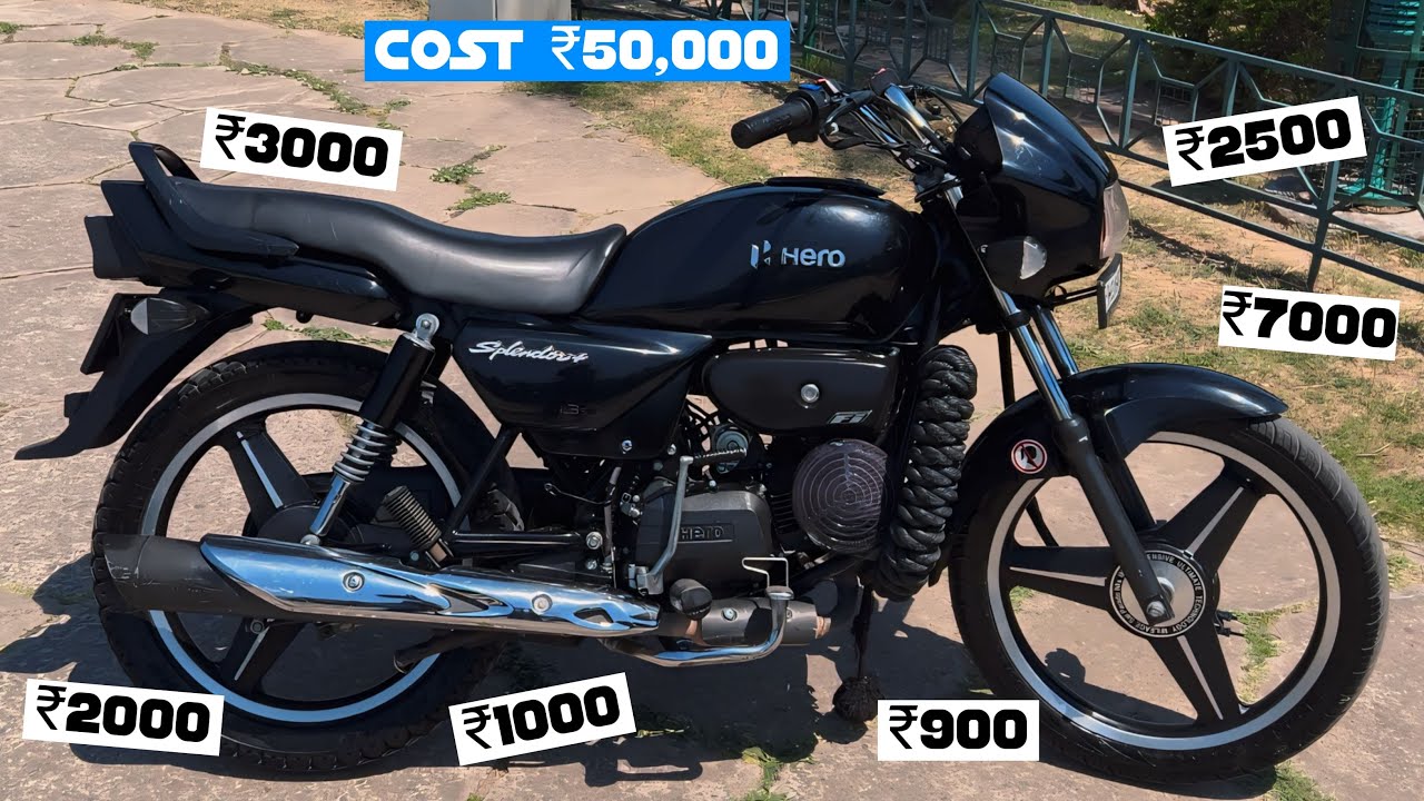 2024 Hero Splendor Modified || Hero Splendor Fat Tyre, Neon Light ...