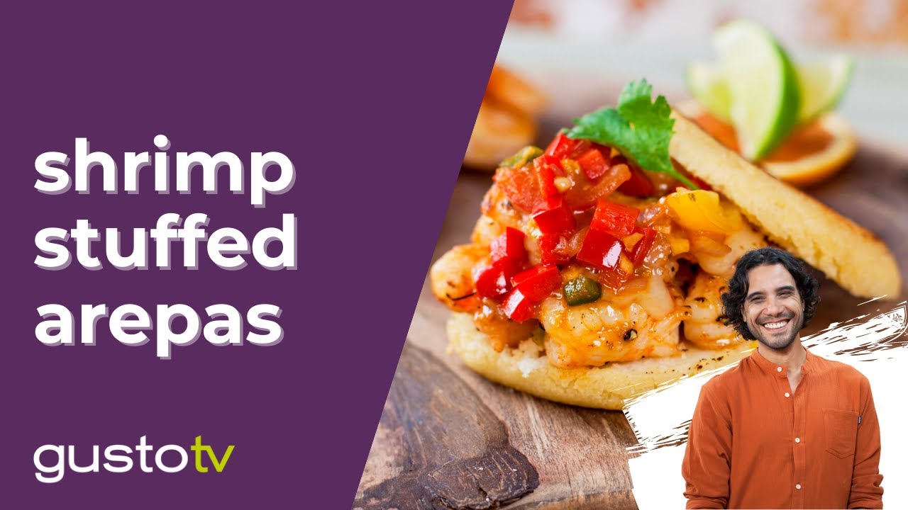Venezuelan Sautéed Shrimp Stuffed Arepas | The Latin Kitchen - YouTube