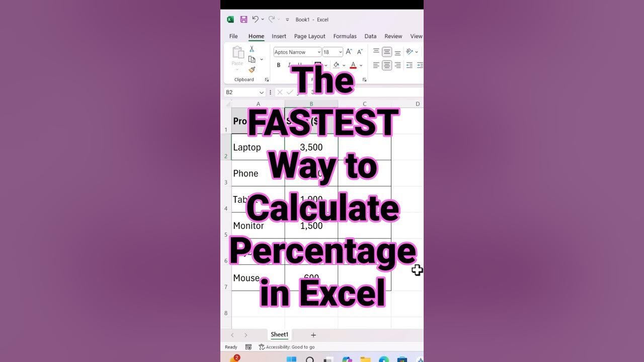 Quickly Calculate Percentage in Excel with Ctrl + Q #shorts #excel #spreadsheetmagic # ...