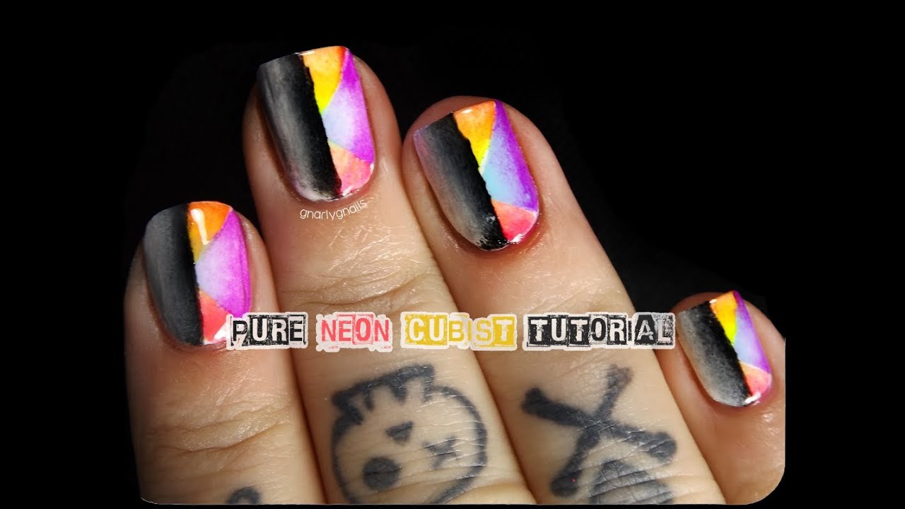 Pure - Neon Cubist Nail Art Tutorial - YouTube