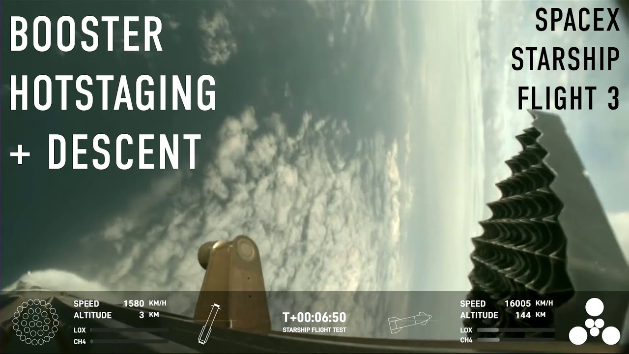 SpaceX Starship Flight 3 - Hotstaging and Booster Landing - Best ...