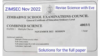 Zimsec November 2024 Combined Science Paper 1 Last Minute Final Exam ...