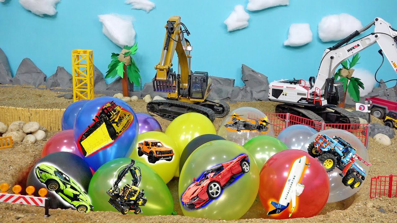 Color Block Car Toy Assembly with Balloons | Lego Technic, Excavator ...
