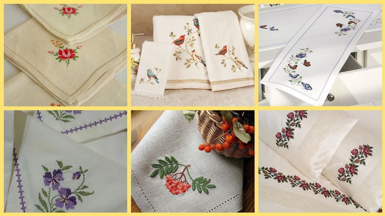 Stunning pretty design of cross stitch embroided table clothes patterns ...