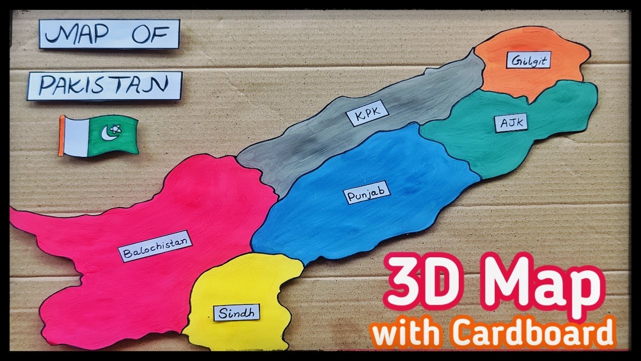 how to draw map of pakistan | 3D Map of Pakistan| How to draw and color ...