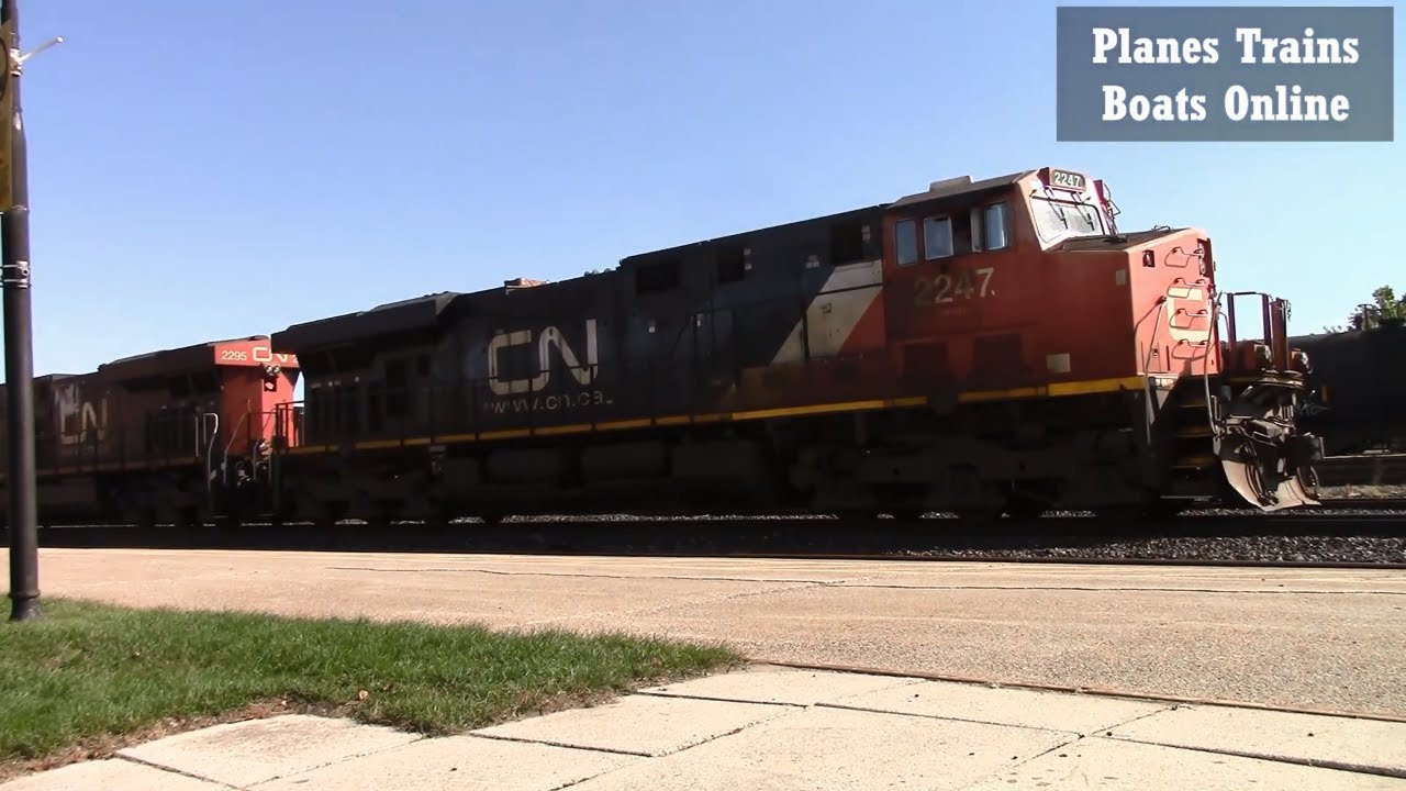 Westbound Manifest Train With CN 2247 & CN 2295 Locomotives In Sarnia ...