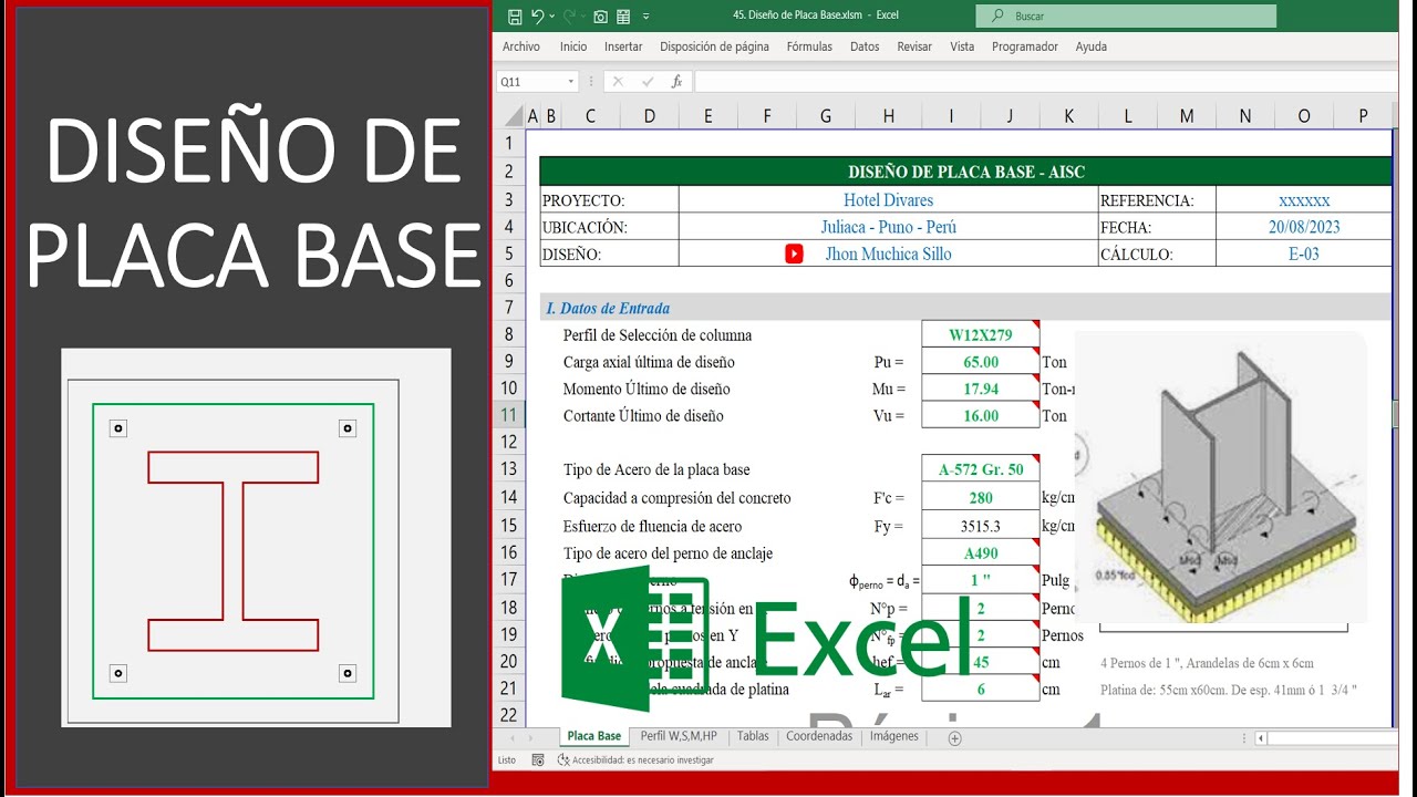 Diseño de Placa Base - Estructuras metálicas AISC (plantilla excel ...