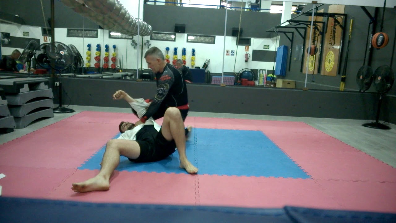 Gi collar and elbow grip take down to choke - YouTube
