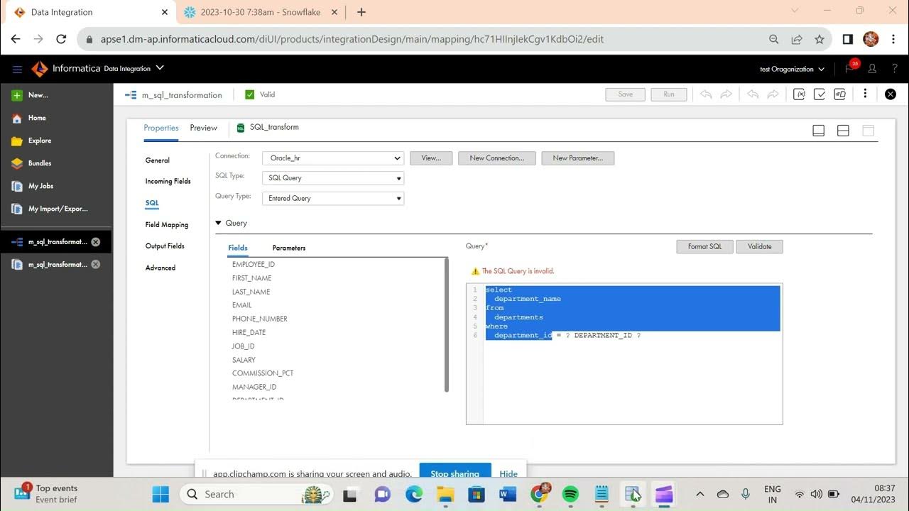 Informatica Iics Sql Stored Procedure Transformation In Iics Youtube