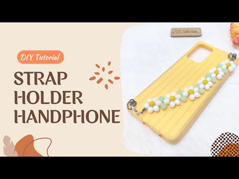 strap holder handphone bunga daisy | tali handphone manik | handphone ...