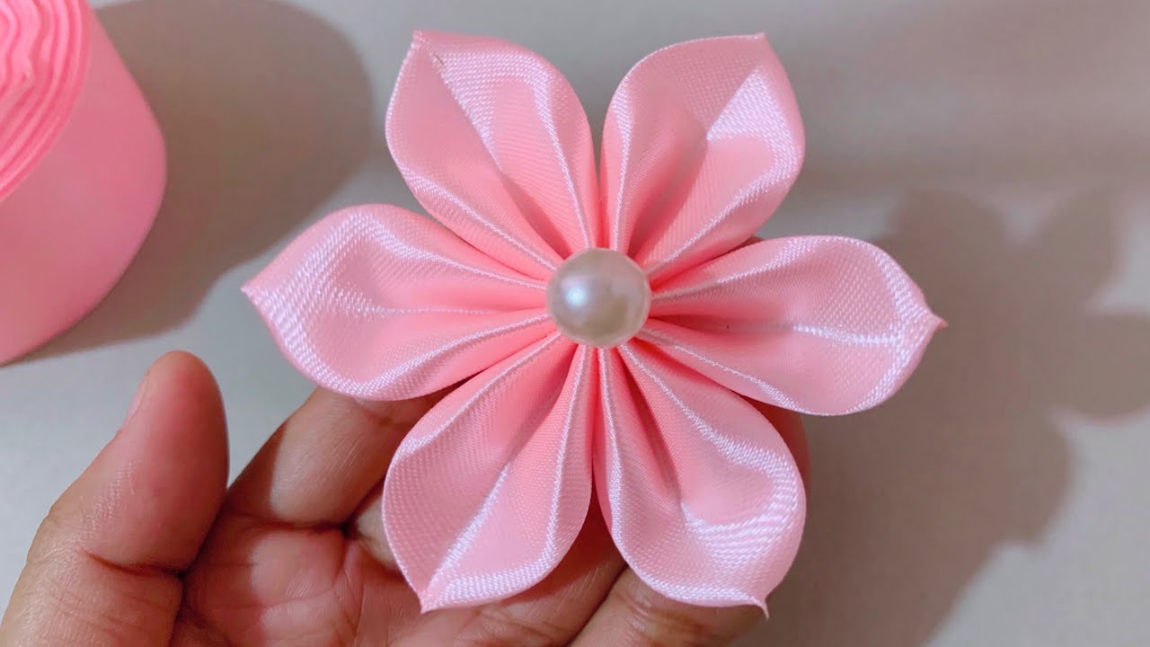 DIY: How to Make a Ribbon Flower | Easy Tricks Ribbon Flowers Making ...