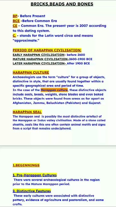 Class 12 History Chapter 1 | Bricks, Beads and Bones | Full Notes ...