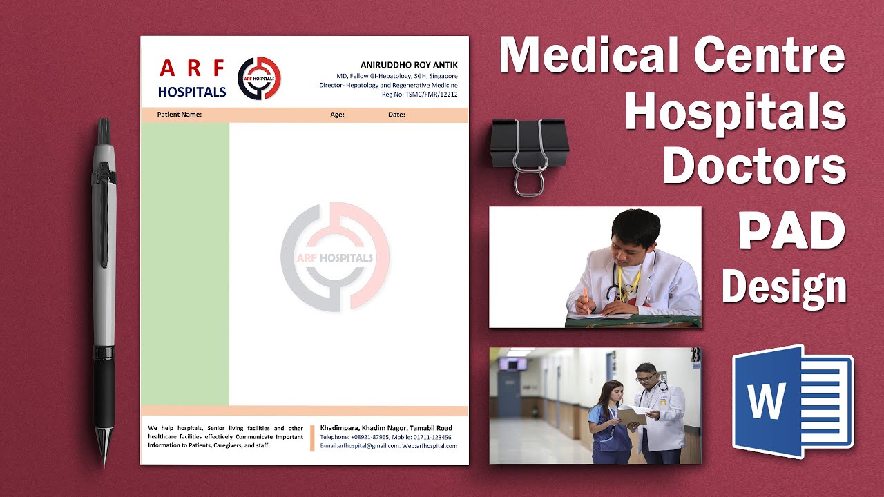 Professional Doctors Hospital Letterhead Design Template in Microsoft ...