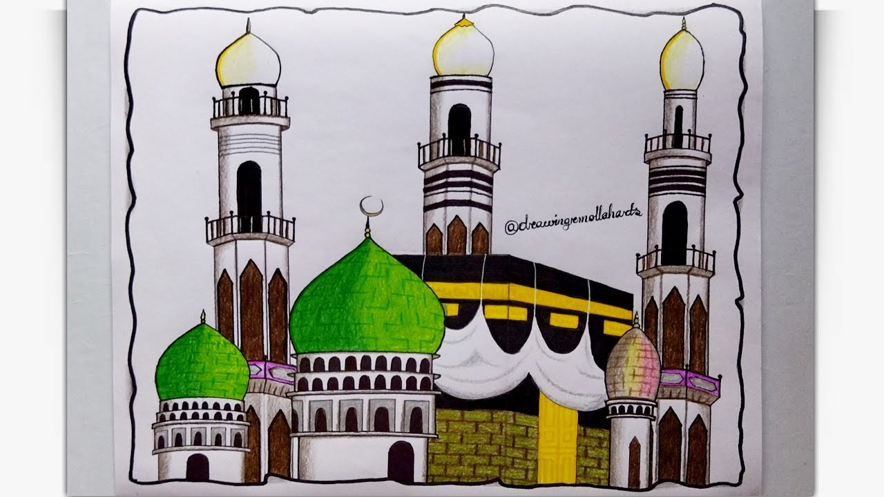 How to draw makkah madina tutorial sketching | Pencilsketchdrawing ...