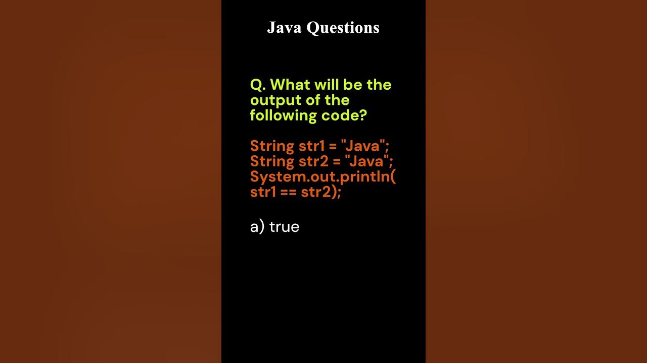 Java Interview Question And Answer Part 18 Output Of String Comparison In Java Youtube