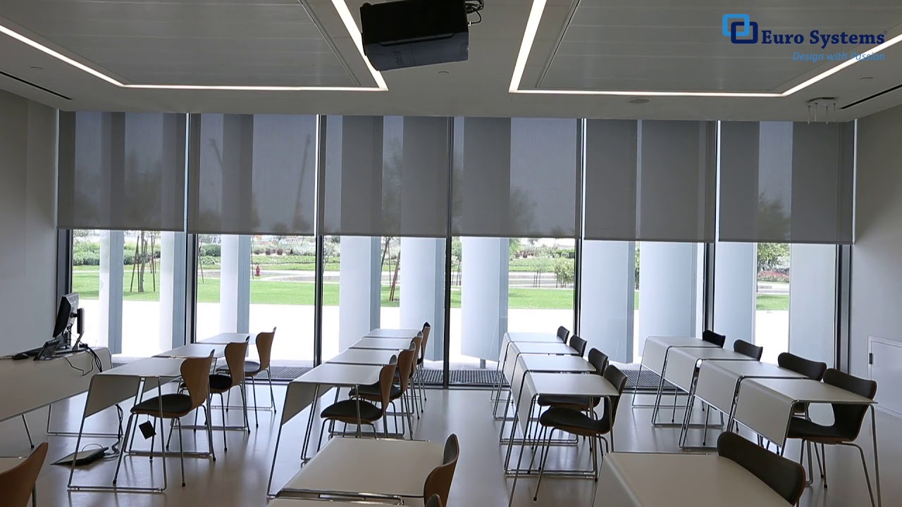 Euro Systems® Motorized Roller Blinds (opening phase) - YouTube