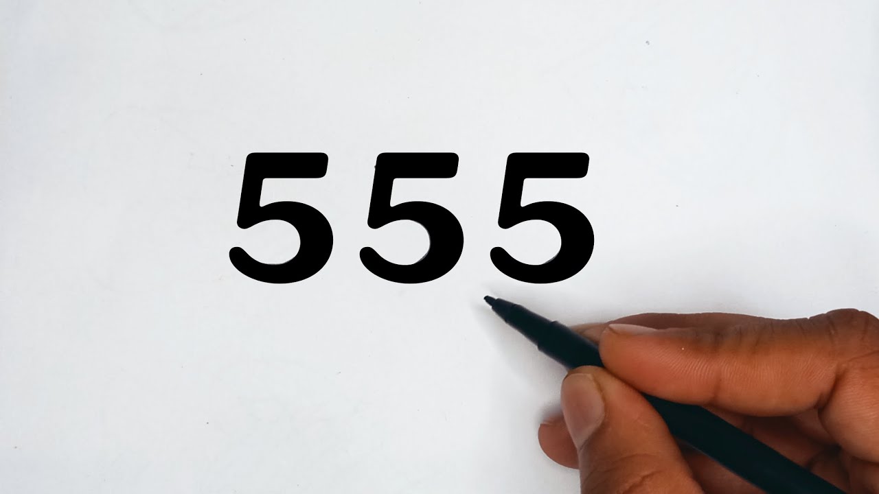 Cat drawing trick 555 number | number drawing - YouTube