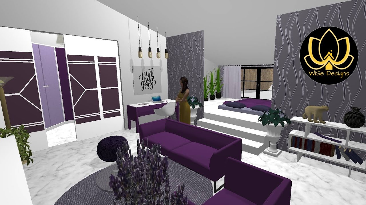 Home Design 3D Gold : Speed build - Luxurious Purple Attic Room - YouTube