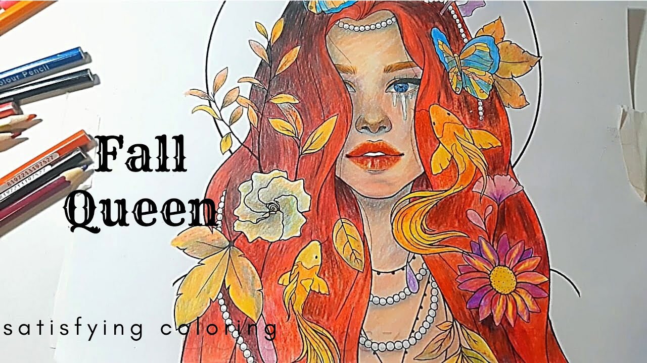 Fall queen/ Satisfying coloring with markers - YouTube