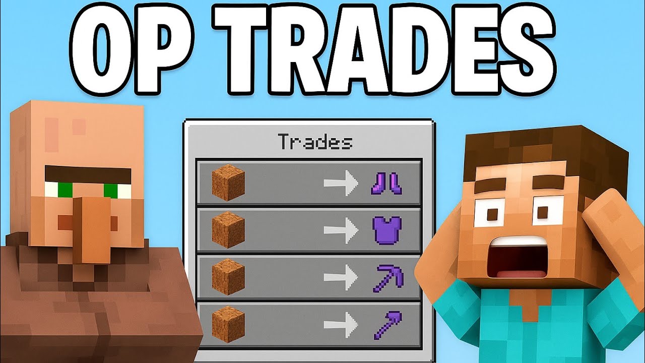 Minecraft, But Villagers Trade OP Items... - YouTube