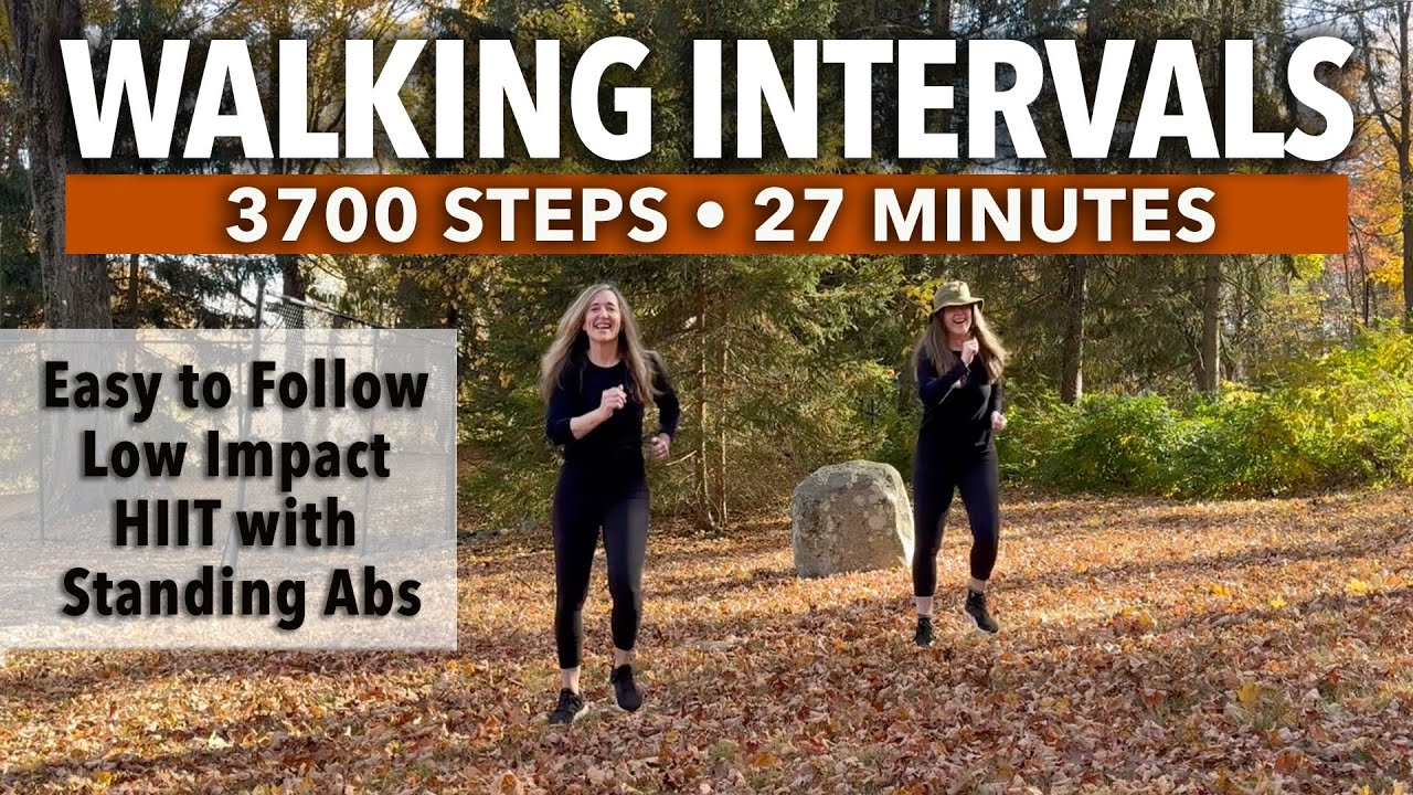Walking Intervals + Standing Abs (3700 steps - 27 MIN) Workout #22 - YouTube
