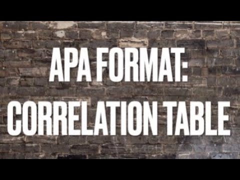 Correlation Table In Apa Format - Youtube