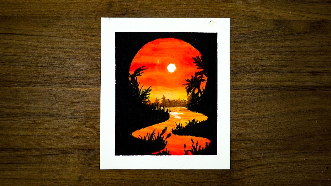 Red Sunset | Step by Step Acrylic Painting | Painting Tutorial - YouTube