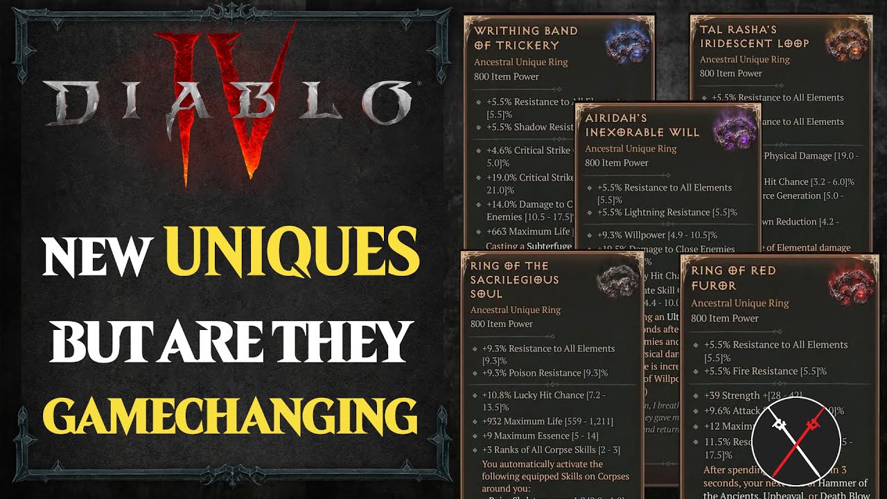 Diablo 4 NEW Unique Rings ADDED TODAY! Patch 1.2.2 Season of Blood ...
